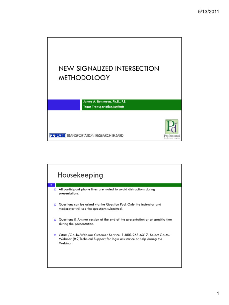 New Signalized Intersection Methodology | PDF | Transport