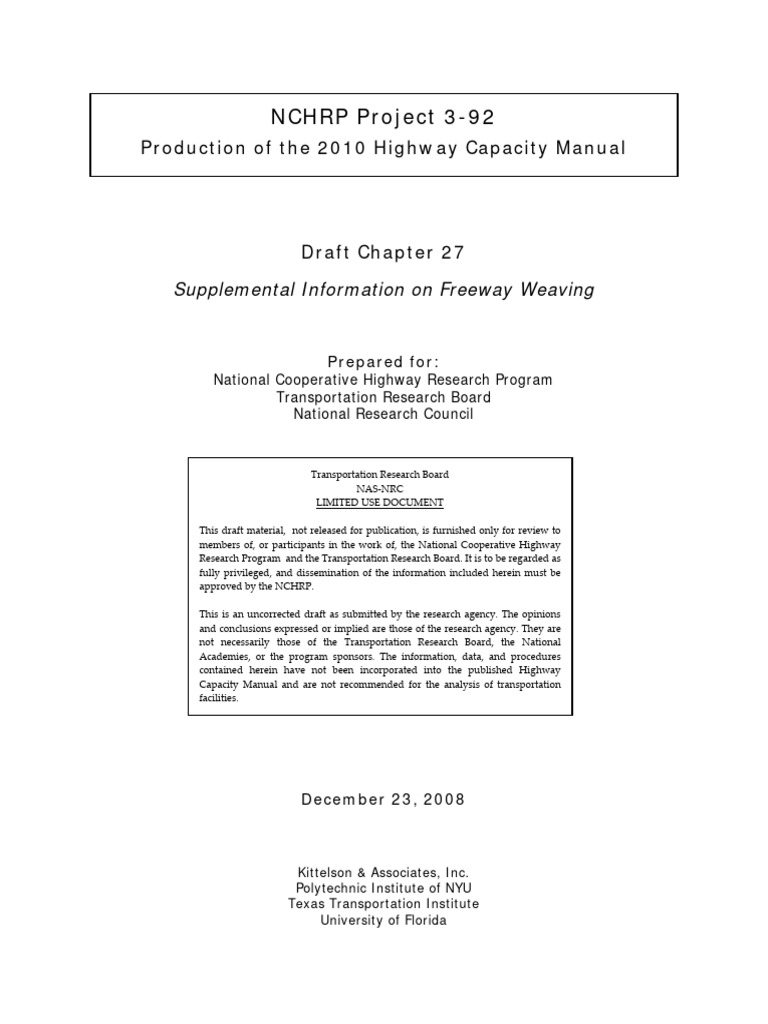 Chapter 27 - Supplemental Information On Freeway Weaving | PDF ...
