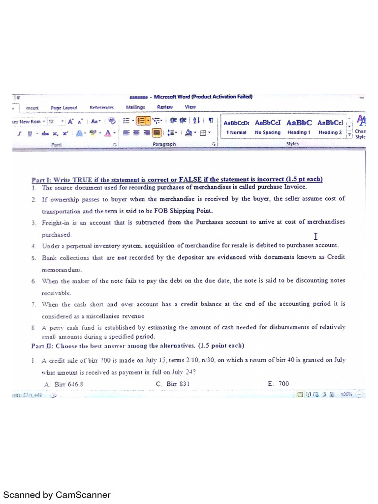 Accounting 1 Finally Exam | PDF