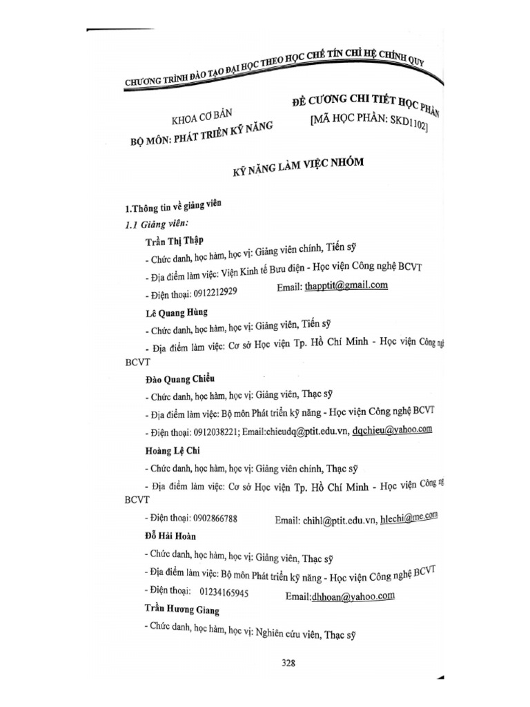 ĐỀ CƯƠNG CHI TIẾT HỌC PHẦN KNLV NHÓM | PDF