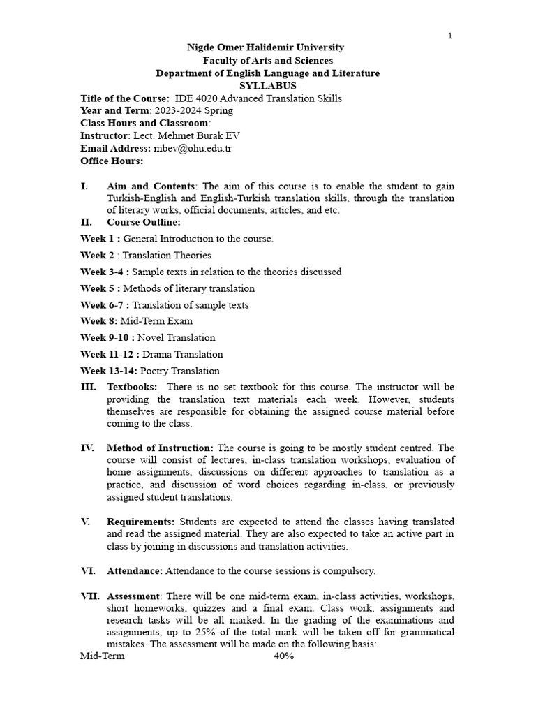 IDE4020 Advanced Translation Skills | PDF | Translations | Academic Dishonesty