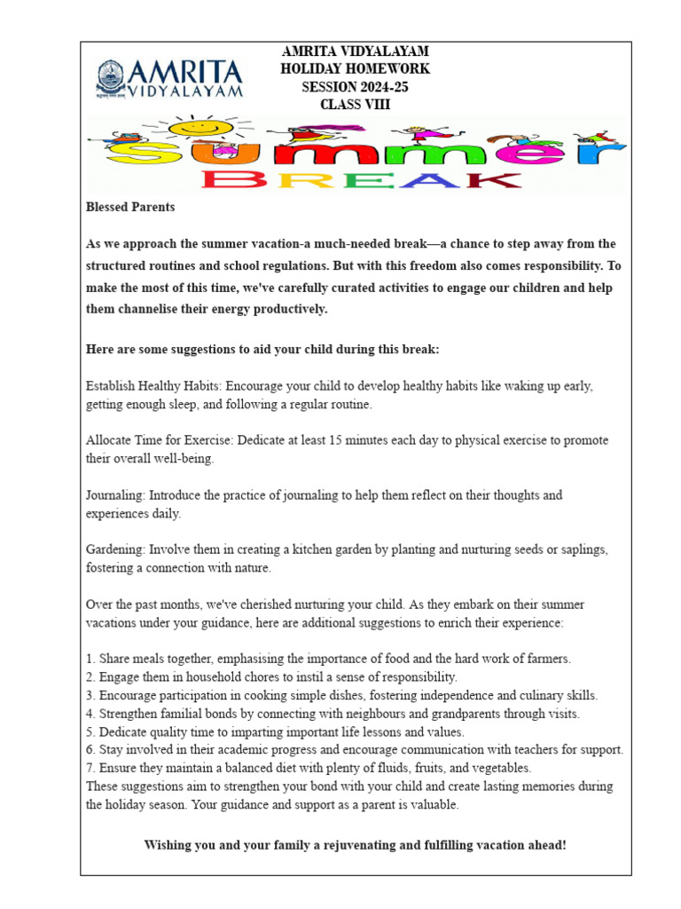 Holiday Homework Grade 8 | PDF | Security Alarm