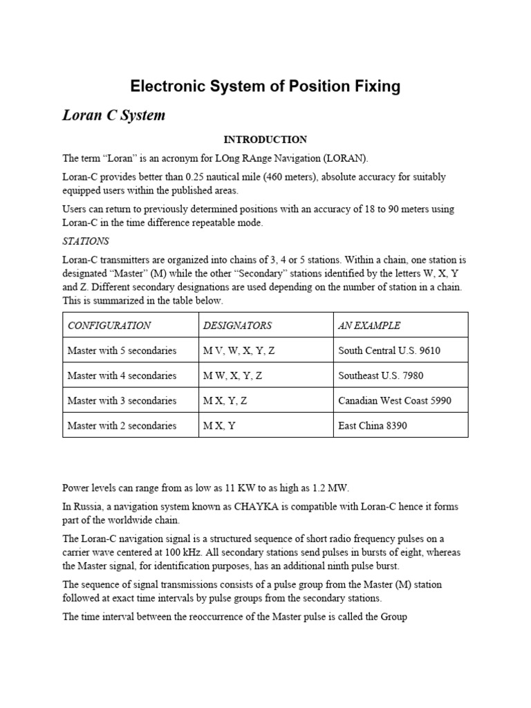 Electronic System of Position Fixing | PDF | Navigation | Longitude