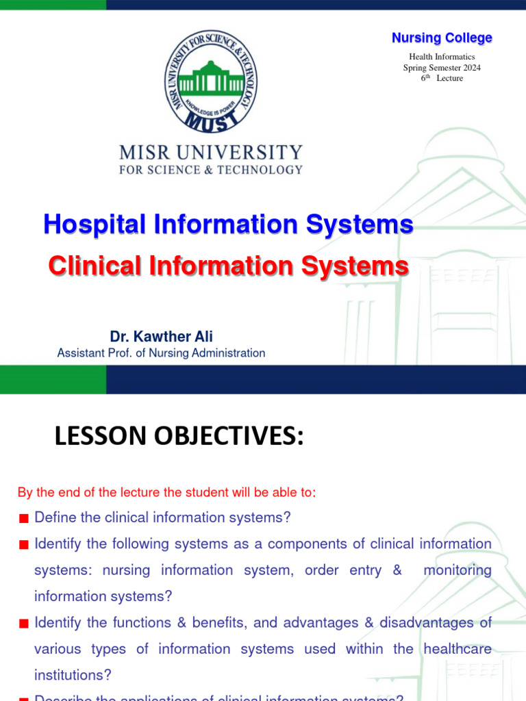 6 - Clinical Information Systems - Part 1 | Download Free PDF | Nursing | Health Informatics