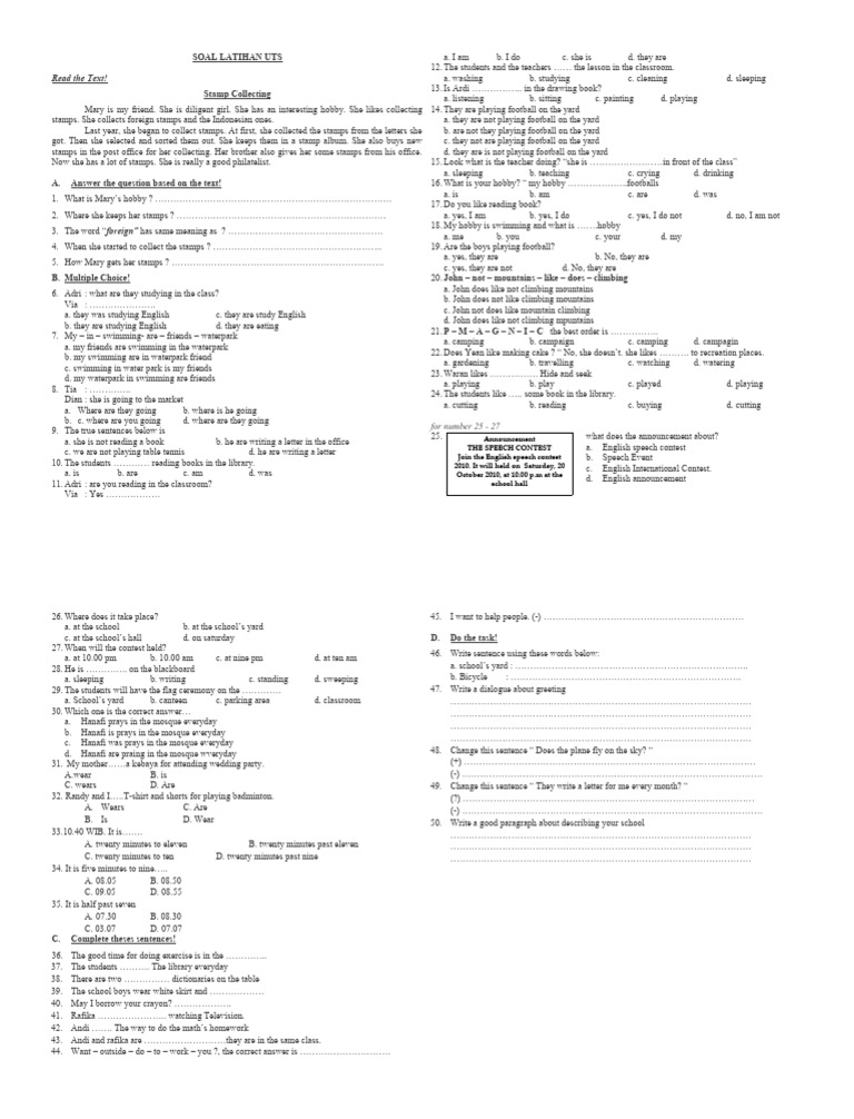 Soal Latihan UTS 6 | PDF