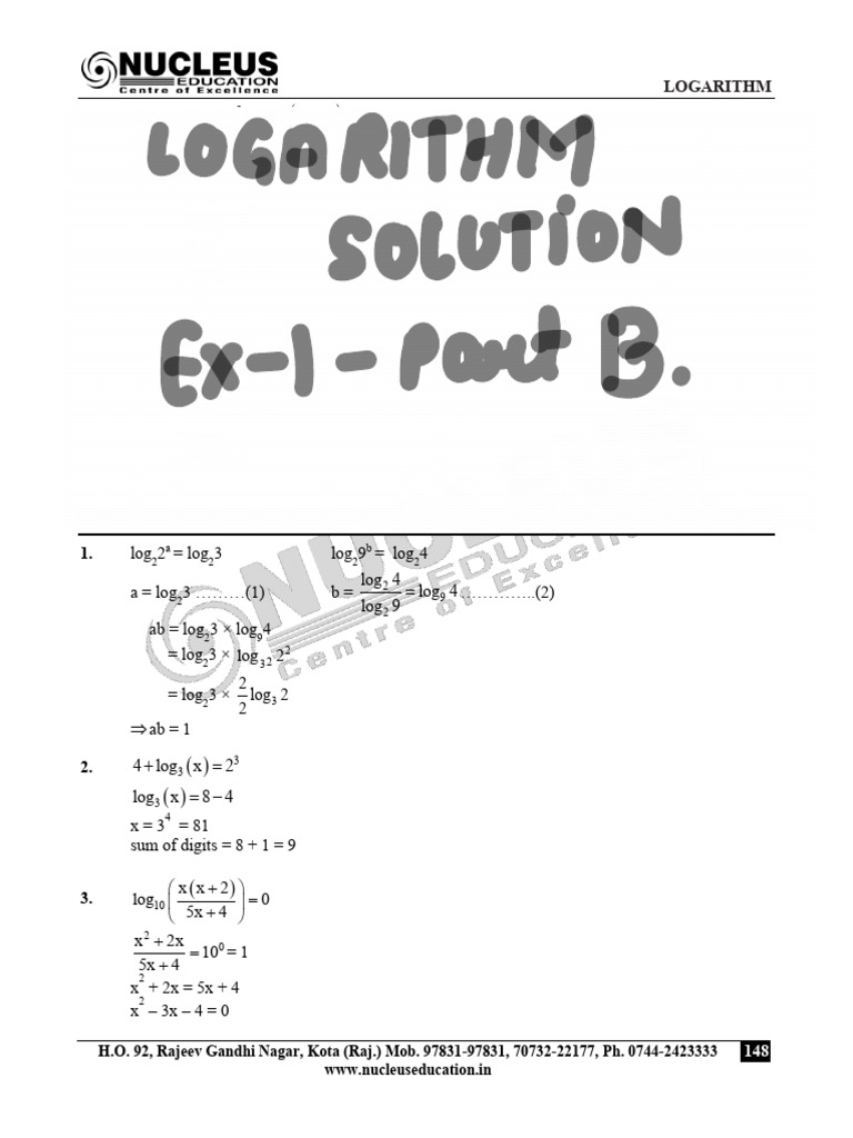 Logarithm Exercises for Students | PDF | Numbers | Special Functions
