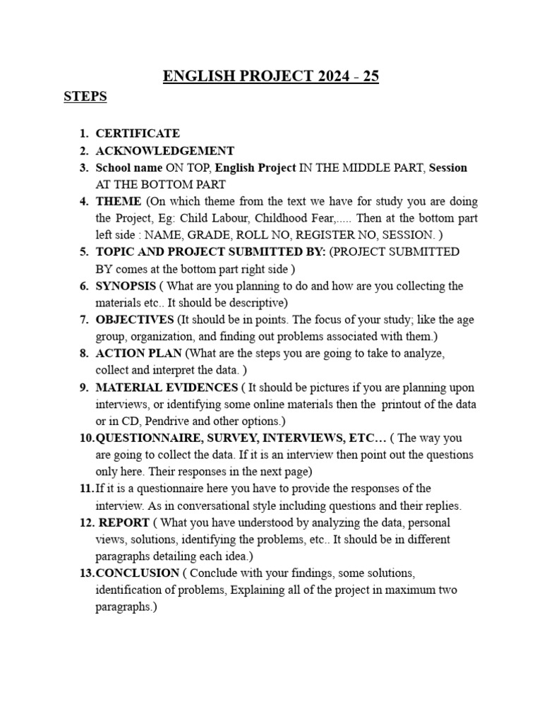 English Project 2023 - 24 | PDF