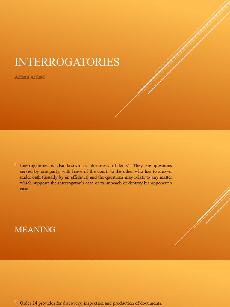 Lecture 5 Interrogatories Pdf Interrogatories Discovery Law