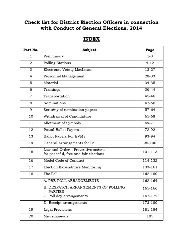 Checklist For Deo | PDF | Electronic Voting | Voting