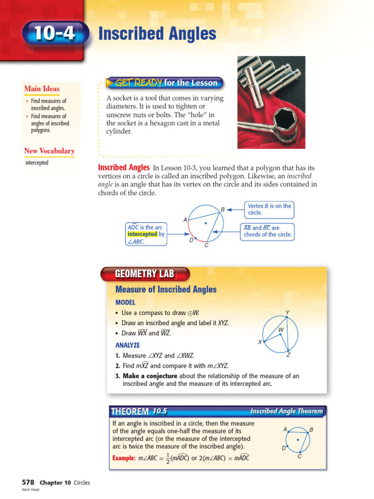 Inscribed Angles and Their Properties | PDF | Circle | Triangle