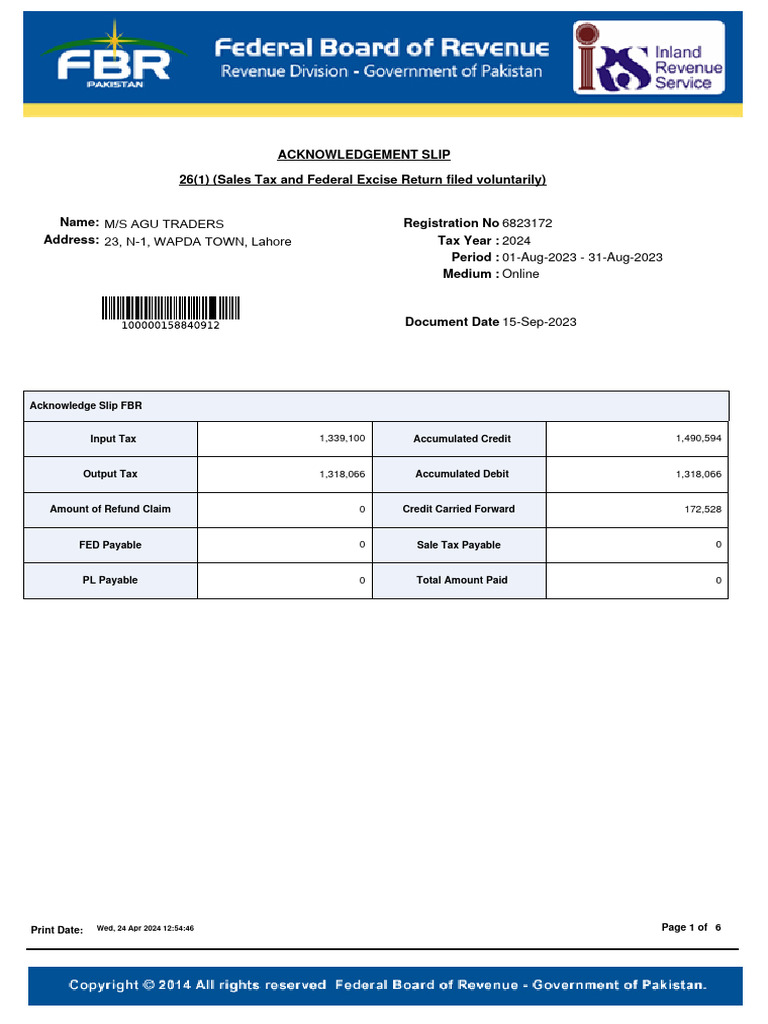 Finanical Report Format For Tax Return | PDF | Taxes | Value Added Tax