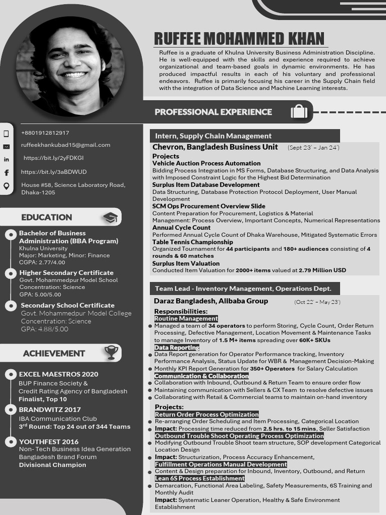 CV Ruffee Mohammed Khan | Download Free PDF | Supply Chain Management ...