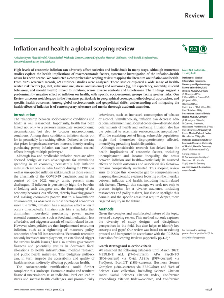 Inflation's Impact on Global Health | PDF | Cost Of Living | Inflation