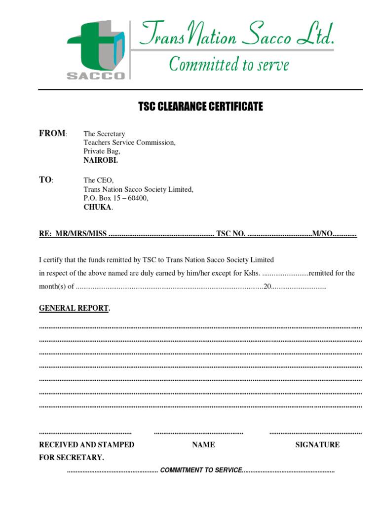 TSC Clearance Certificate | PDF