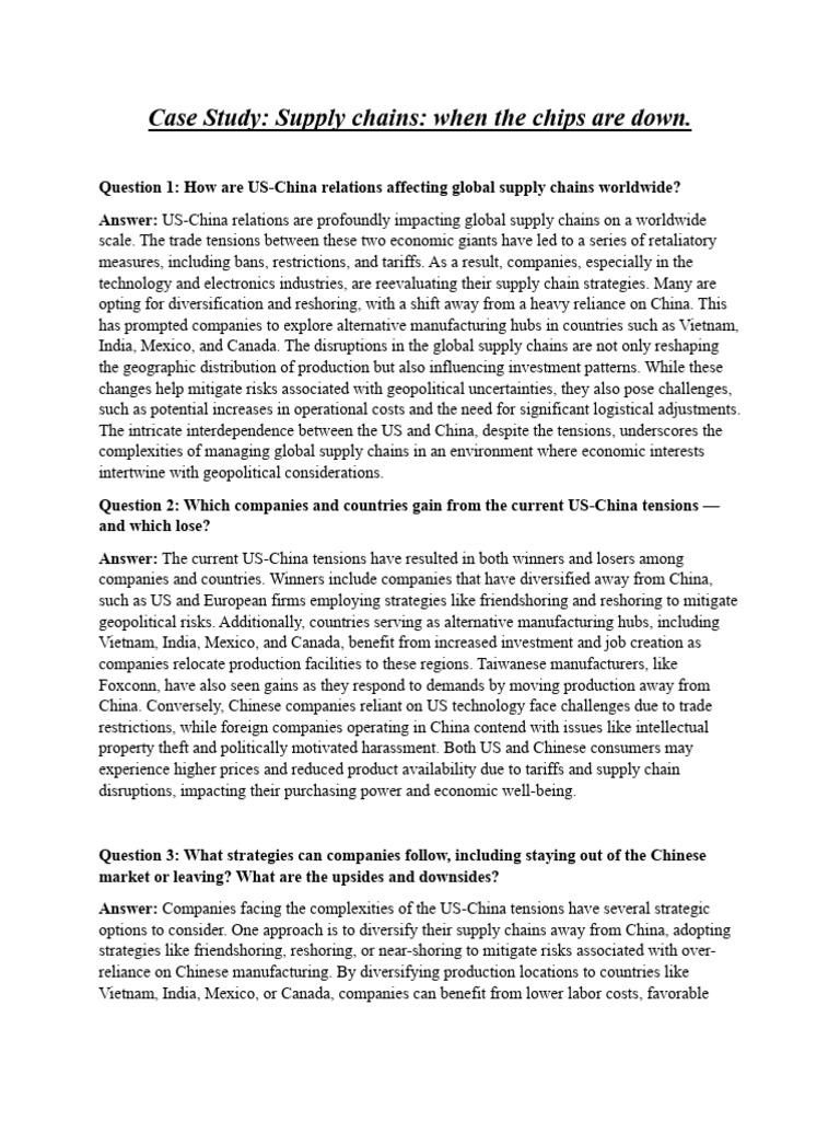 Case Study Answers | PDF | Risk | Supply Chain