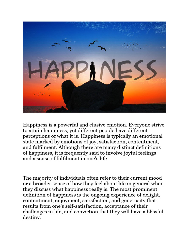 Happiness Is A Powerful and Elusive Emotion | PDF | Happiness | Contentment