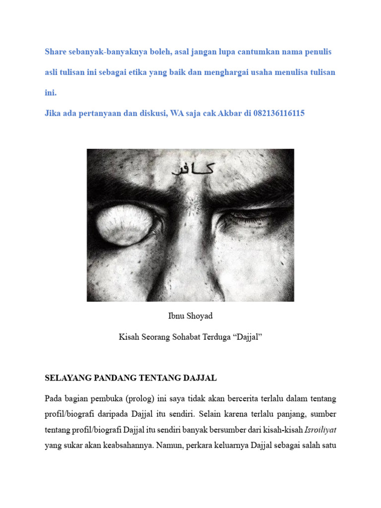 Ibnu Shoyad-Kisah Sohabat Terduga Dajjal | PDF