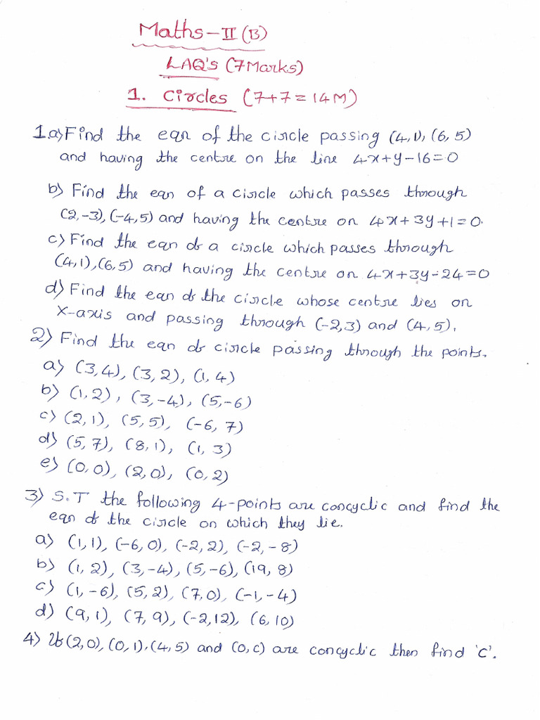 Maths 2B Important LAQs and SAQs PDF | PDF