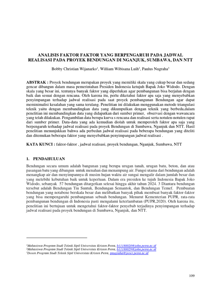 Analisis Faktor Faktor Yang Berpengaruh Pada Jadwal | PDF
