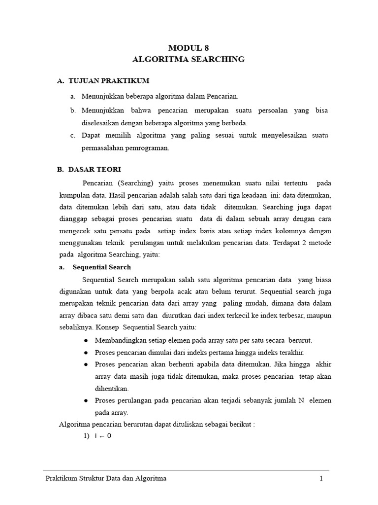 Modul 8 - Algoritma Searching | PDF