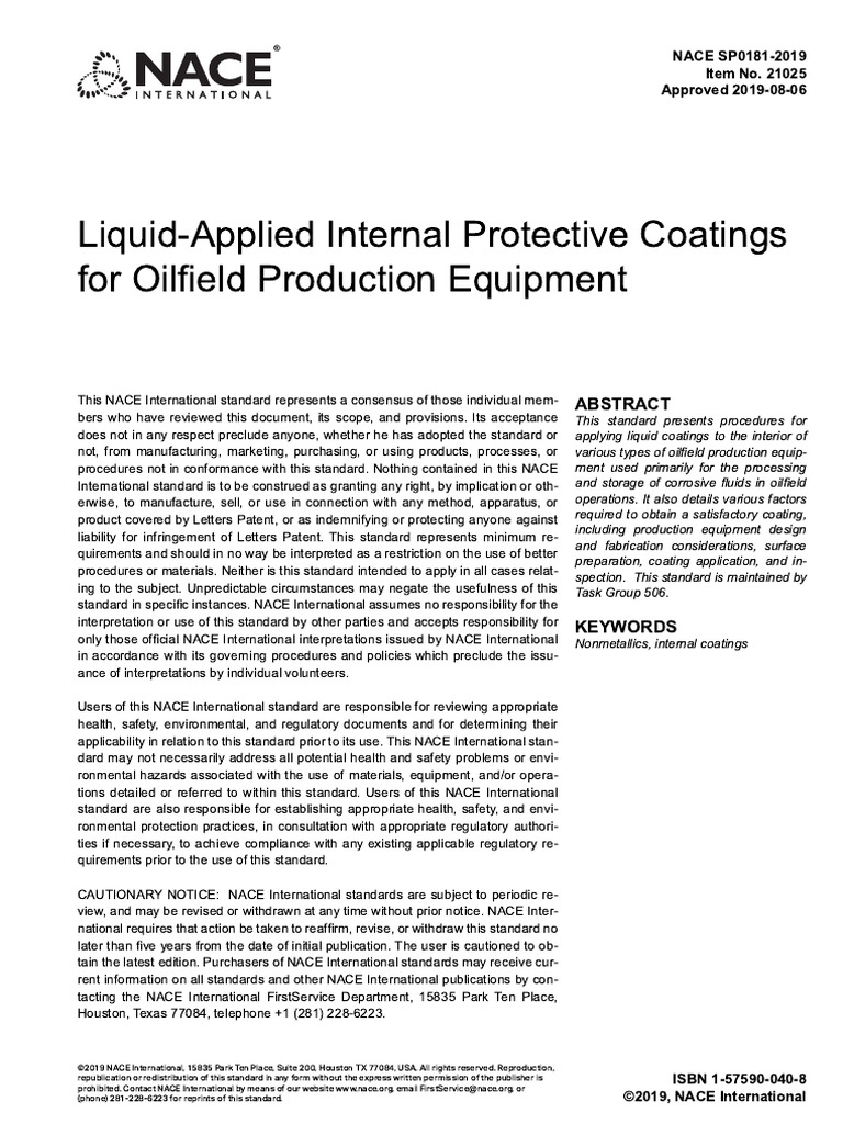 Nace SP0181-2019 | PDF | Materials | Chemical Substances