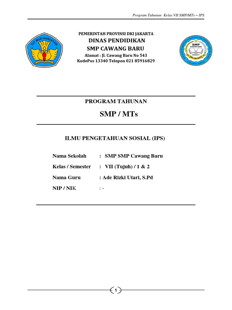 Prota IPS KElas 7 | PDF