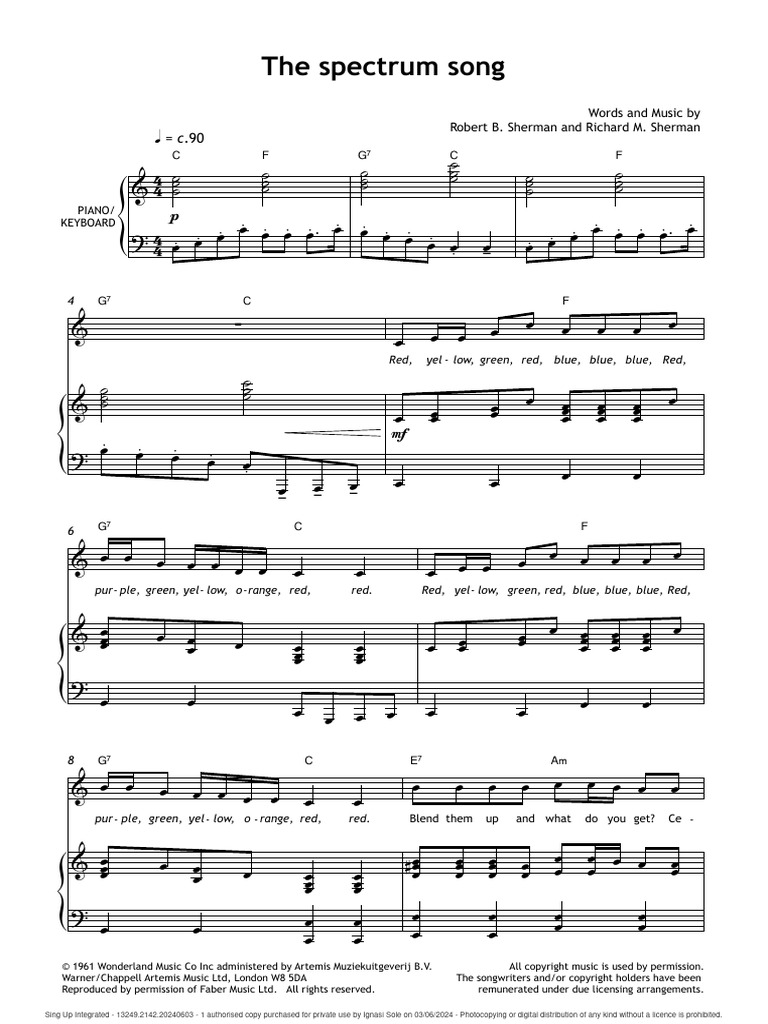 The Spectrum Song Voice(s) - Accompaniment | PDF