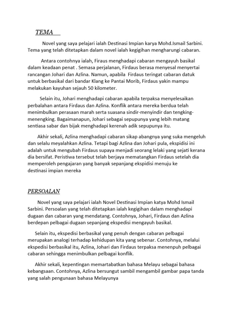 Novel Destinasi Impian | PDF