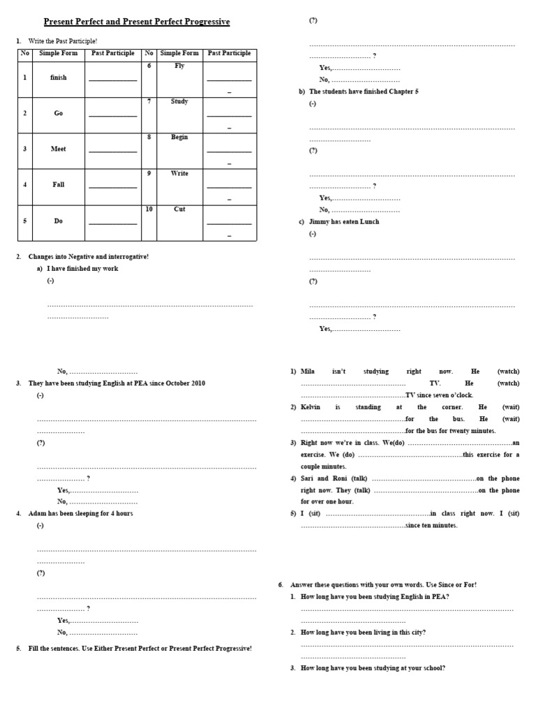 Present Perfect Vs Present Perfect Progressive | PDF | Linguistics ...