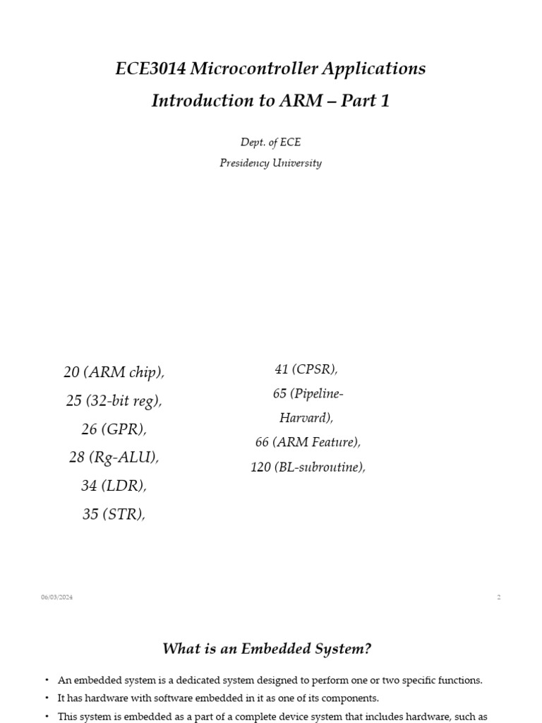 Module 4 - Introduction To Embedded System and ARM | PDF | Embedded System | Central Processing Unit
