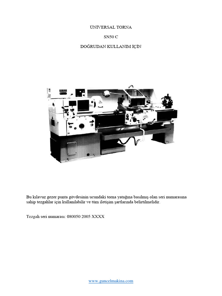 Tos Torna SN50C Kullanım Kılavuzu | PDF