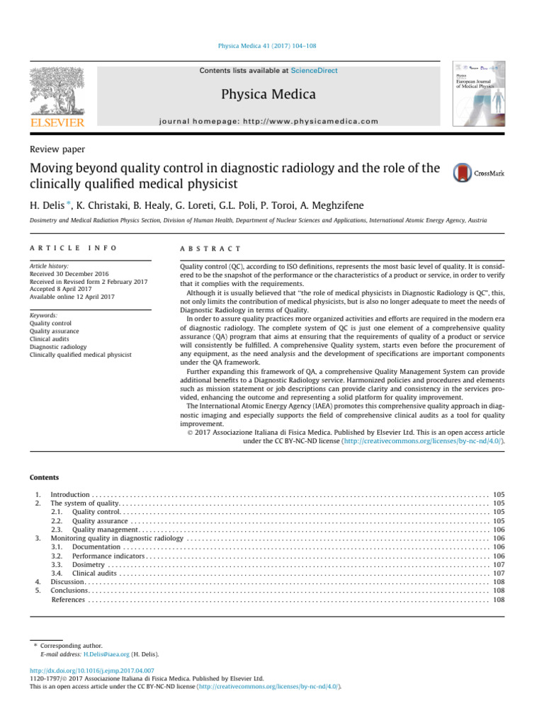 2017 - Moving Beyond Quality Control in Diagnostic Radiology and The ...