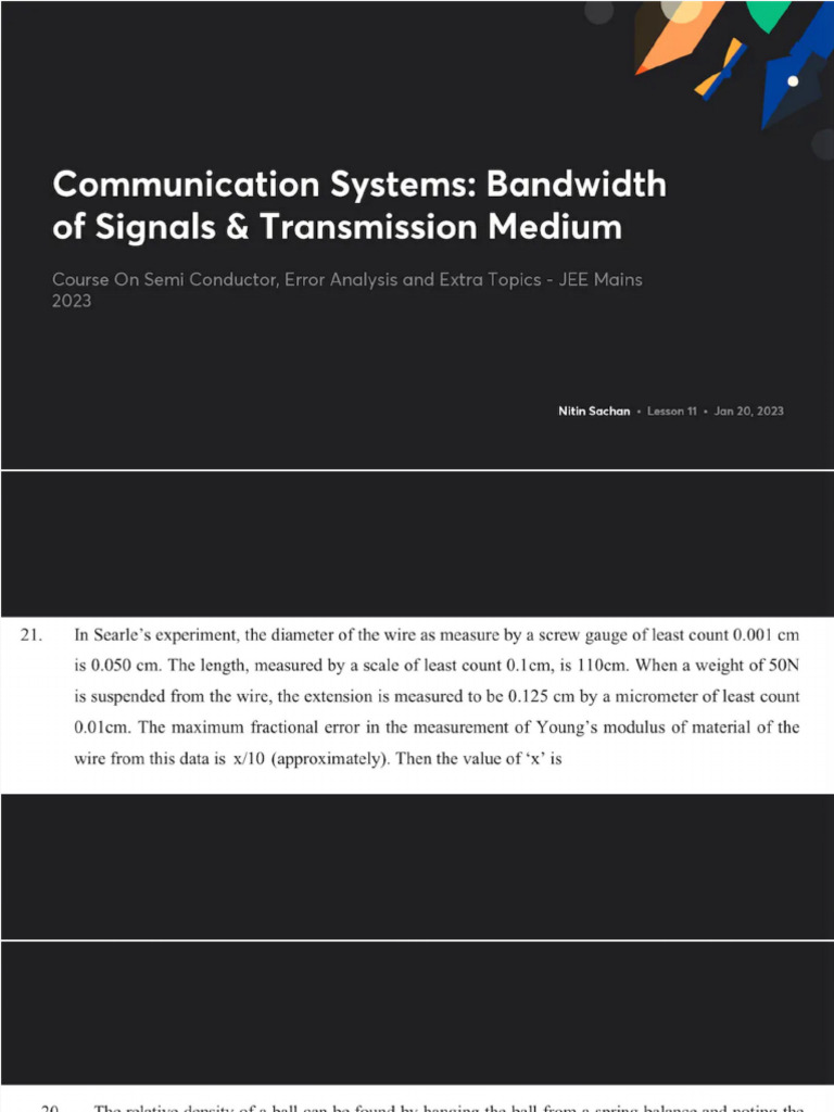 Communication Systems Bandwidth of Signals Transmission Medium With Anno | PDF