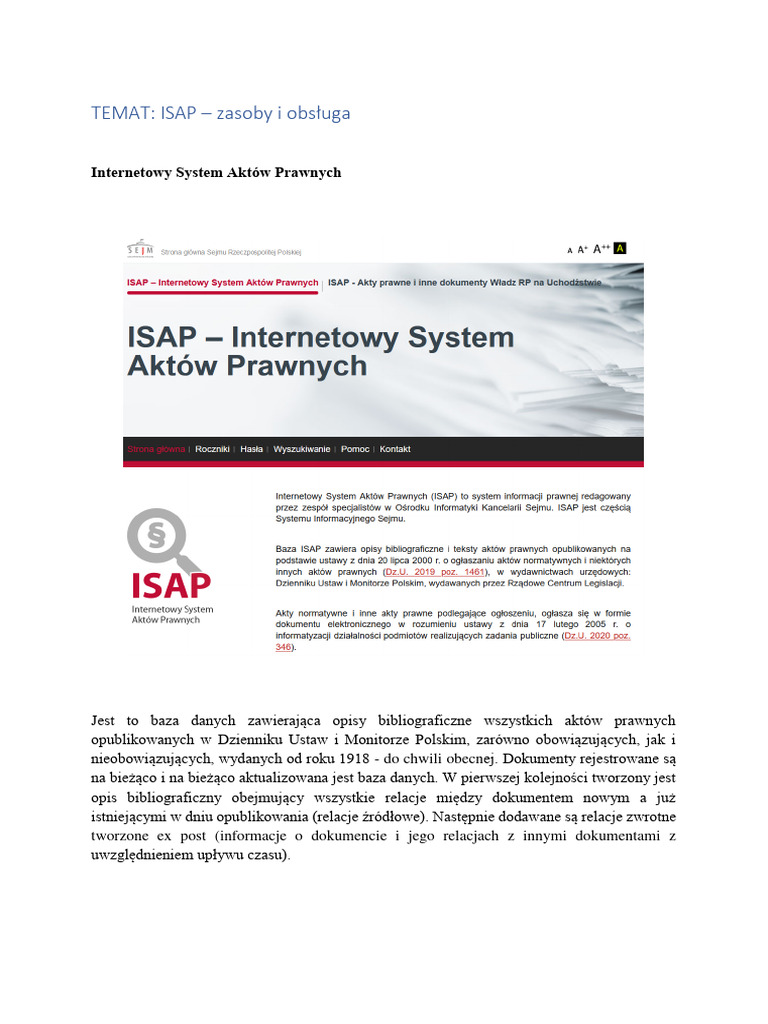 ISAP - Zasoby I Obså Uga | PDF