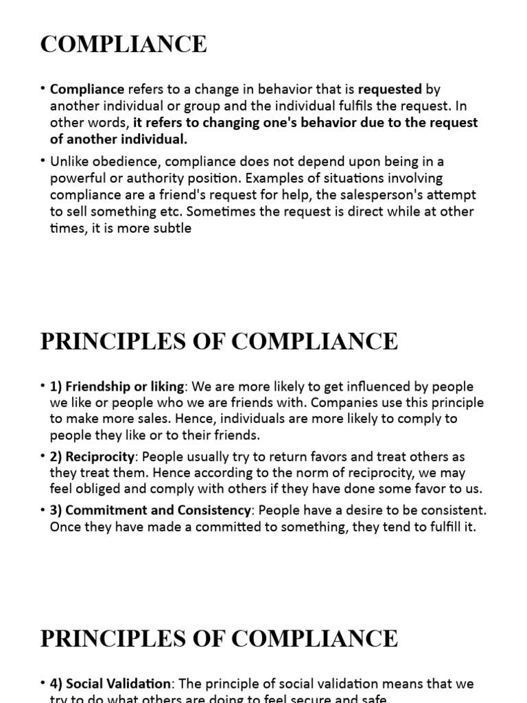 Compliance | PDF | Obedience (Human Behavior) | Popular Psychology