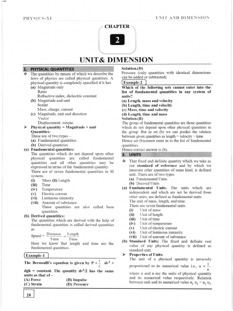 Chap-2 (Unit and Dimension) Theory PAU | Download Free PDF | Velocity | International System Of ...