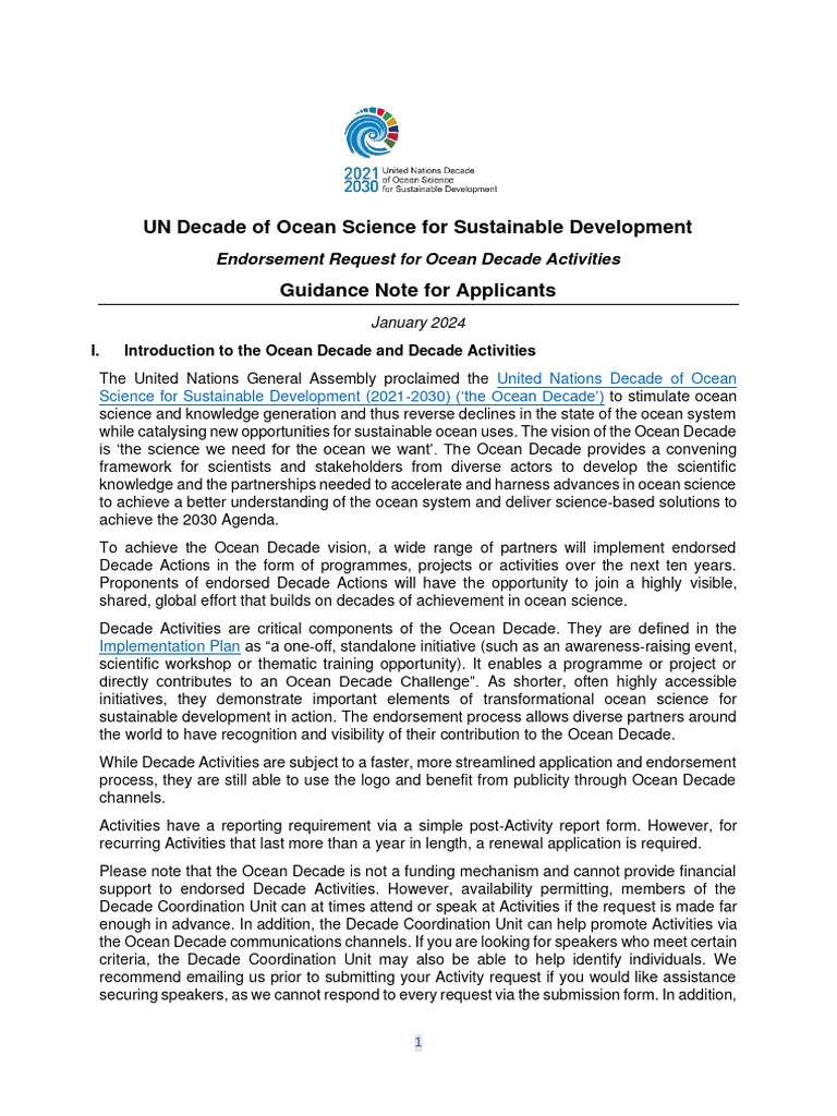Activities Guidance Note Jan 2024 | PDF | Science | Sustainability