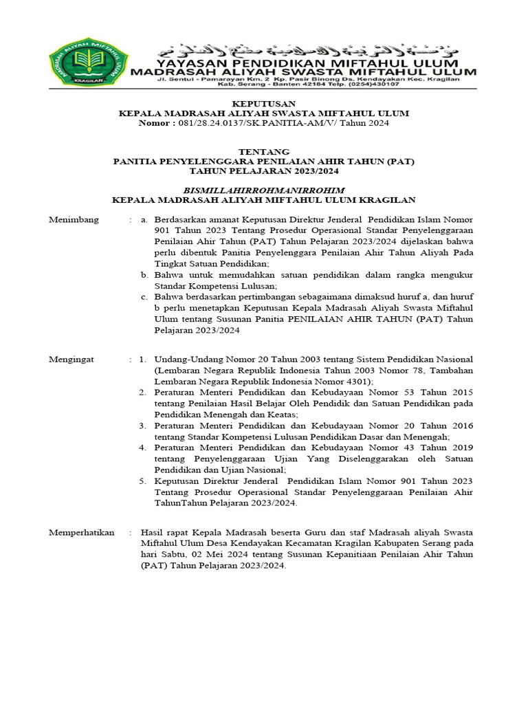 SK Panitia Pat 2024 | PDF