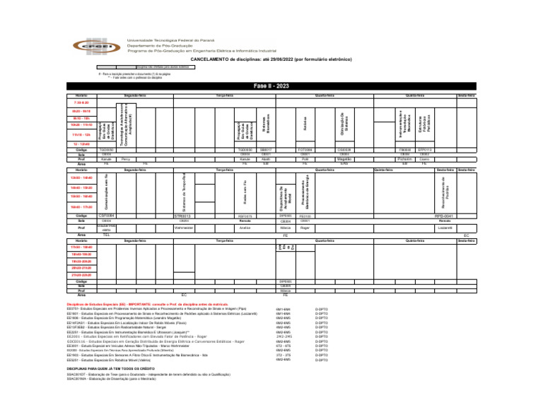 Horarios - Fase - 2 - 2023 - COORDENAÇÃO (3) - 2 | PDF | Engenharia ...