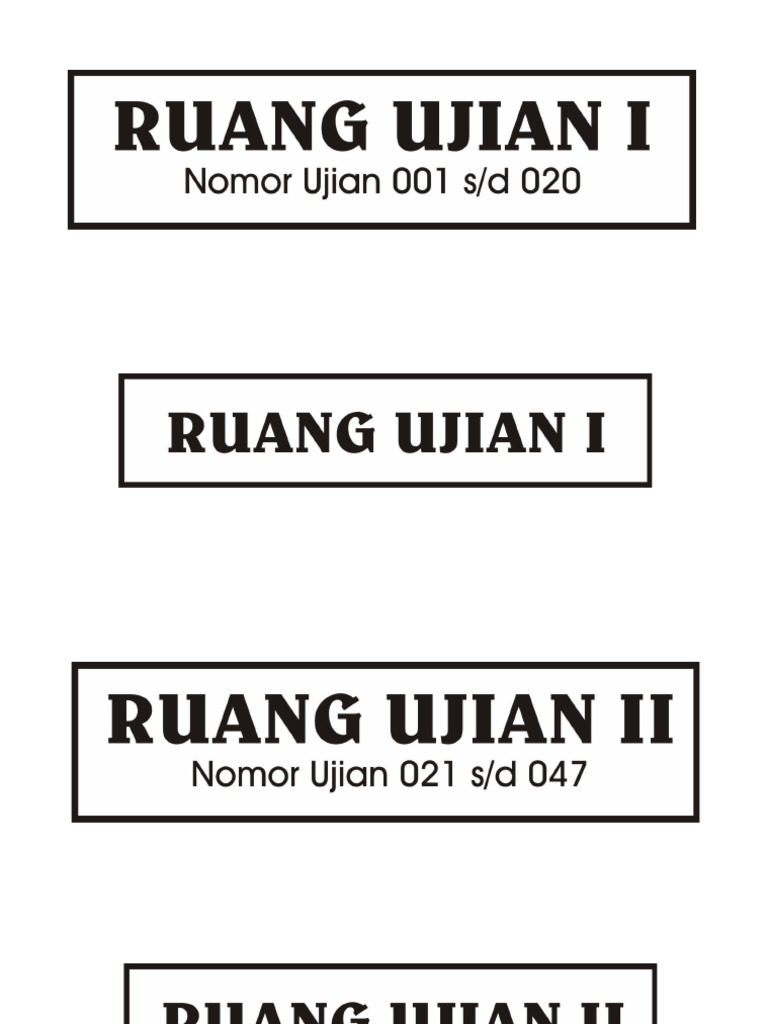 Label Ruang Ujian | PDF