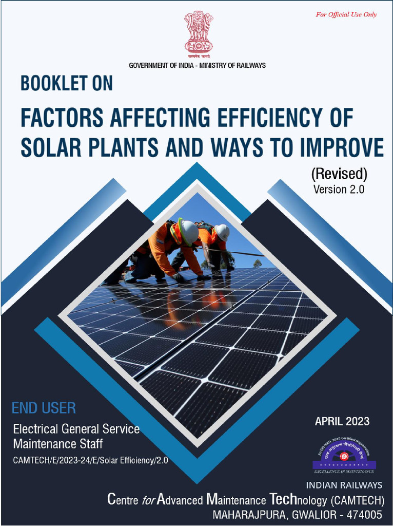 Revised Booklet On Factors Affecting Efficiency of Solar Plants and ...