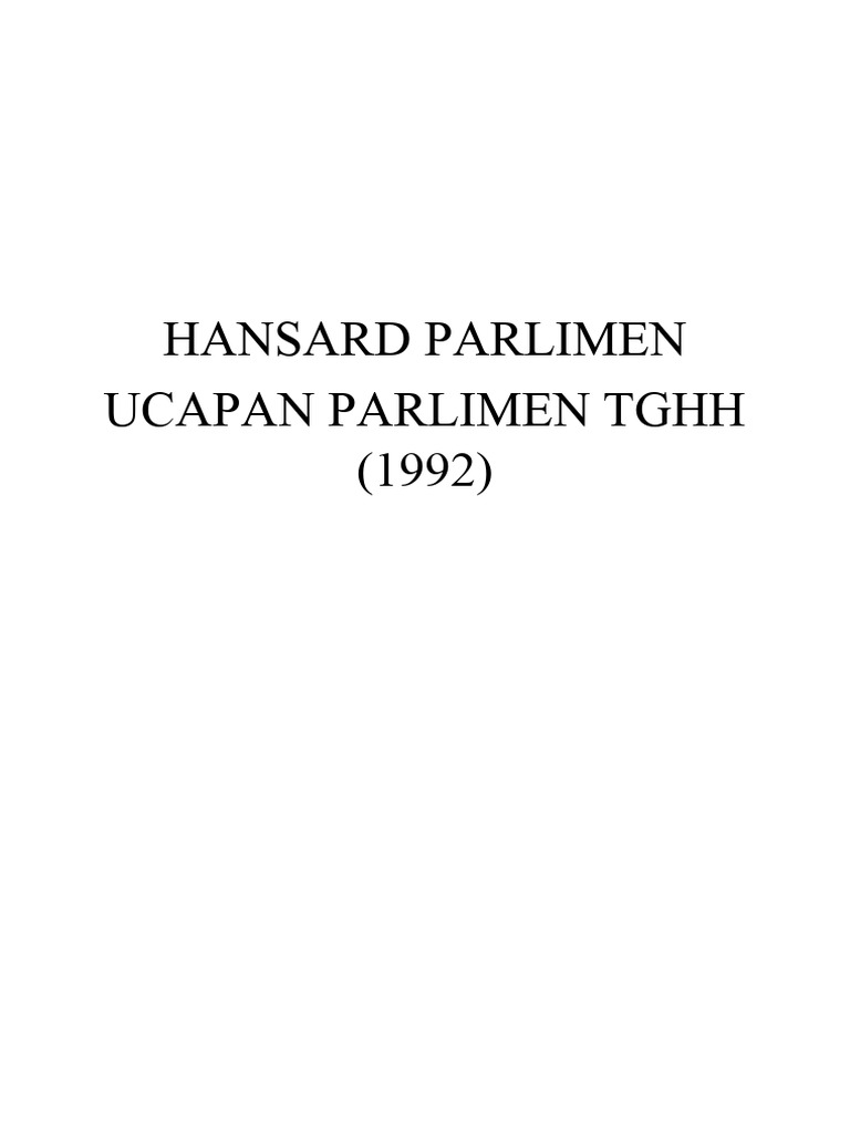 Hansard Parlimen 1992 | PDF
