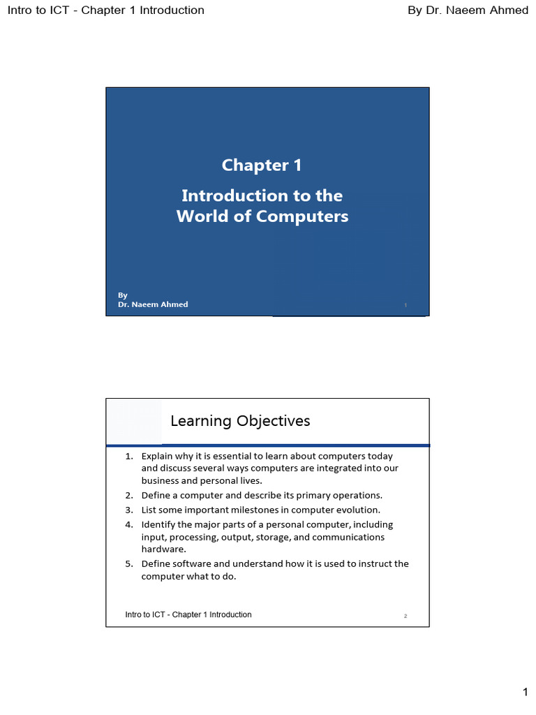 Slide 01 - Chapter 1 Introduction To The World of Computers | PDF ...