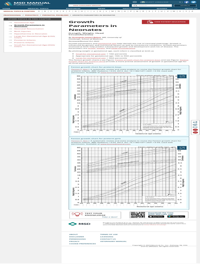 Growth Parameters in Neonates - Pediatrics - MSD Manual Professional ...