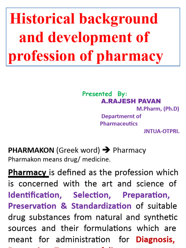 2 Evolution of Pharamcy | PDF | Pharmacist | Pharmacy