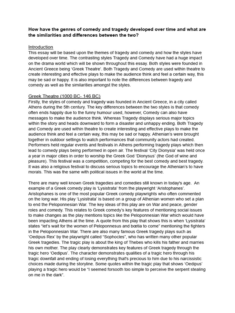 Evolution of Comedy and Tragedy Genres | PDF | Play (Theatre) | Theatre