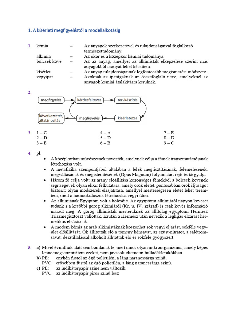 Kémia II. 7-8 Munkafüzet Megoldások | PDF