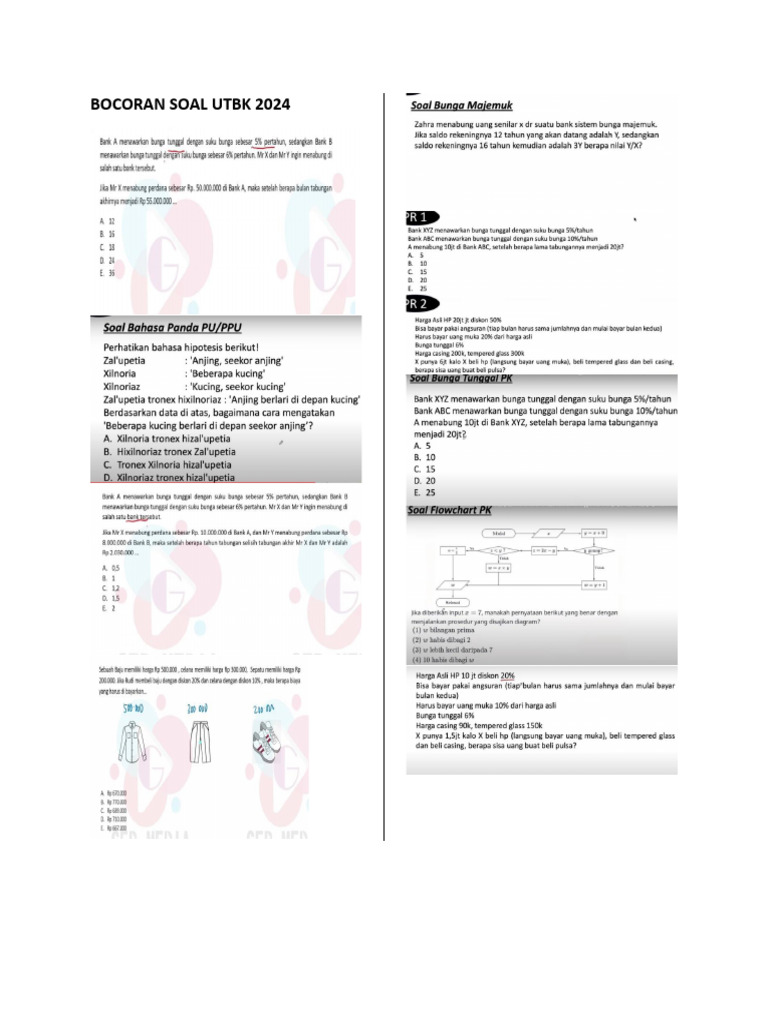 Mentahan Bocoran Soal Utbk 2024 | PDF