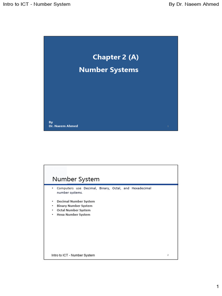 Slide 02A - Number Systems | PDF | Elementary Mathematics | Lexicology