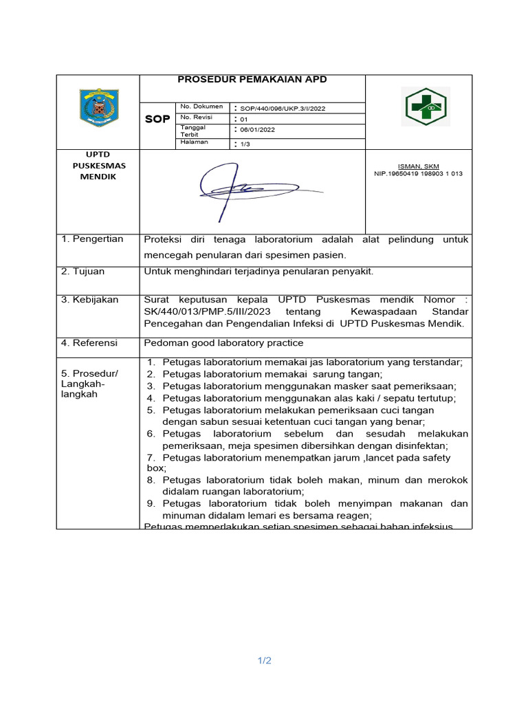 SOP Pemasangan APD | PDF